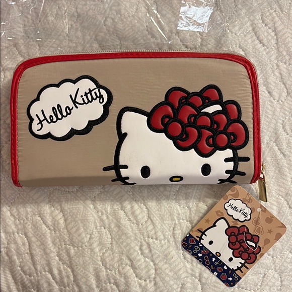 Hello Kitty | Bags | Hello Kitty Bows Large Wallet Red And Tan | Poshmark